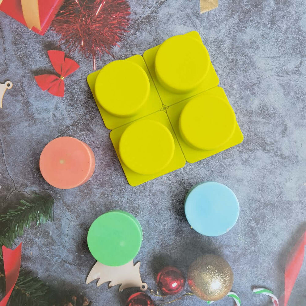 Flat Round Silicone Mold - 100g - 4 bars
